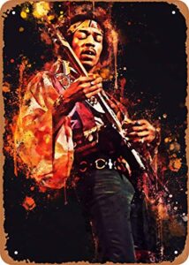 eicoco artist jimi hendrix plaque poster metal tin sign 8″ x 12″ vintage retro wall decor