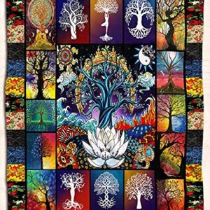 Tree of Life Blanket - Pagoda Tree Blanket Sherpa Fleece Blanket Fuzzy Plush Blanket Soft for Couch Sofa - Celtics Bedding Full Tree of Life Norse Irish Throw Xmas Bedding Decor (60x50, 80x60 Inches)