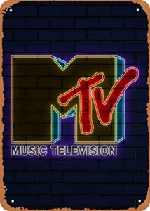 eicoco music neon signs mtv retro neon sign plaque poster metal tin sign 8″ x 12″ vintage retro wall decor