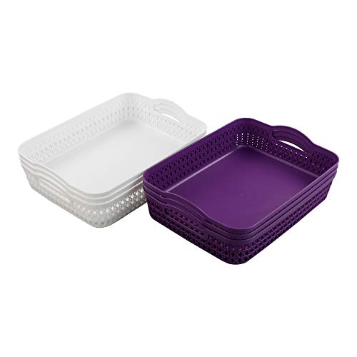 Sosody Large Plastic Storage Baskets Tray for Drawer, 6 Packs