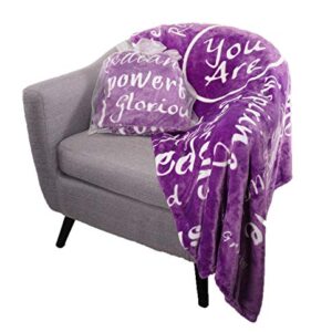 BlankieGram You are Awesome Throw Blanket - Made with Warm, Soft, Fuzzy Fleece for Extra Comfort - Unique Gifts for Men and Women - Quotes for Admiration, Gratitude, and Friendship (Purple)