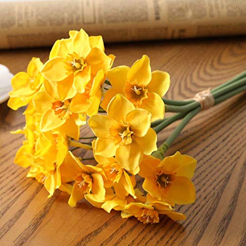 Tinsow Artificial Daffodil Flowers 15.8 Inches Narcissus Spring Flower Fake Silk Flower Arrangement for Home Wedding Decor (Yellow, 12)