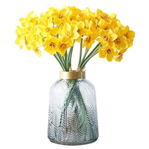 Tinsow Artificial Daffodil Flowers 15.8 Inches Narcissus Spring Flower Fake Silk Flower Arrangement for Home Wedding Decor (Yellow, 12)