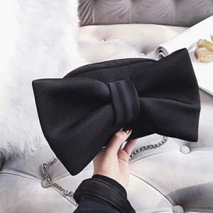 Kbinter Pretty Bowknot Evening Bag Clutch Purse Party Handbag Bow Shoulder Bag Chain Crossbody (Black)