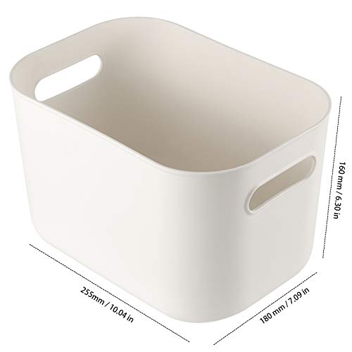 ZEONHAK 6 Pack White Storage Bin with Handles, White Organizer Bins, White Plastic Storage Bins for Organization and Storage