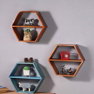 NC Living Room Wall Solid Wood Shelf Hexagonal Wall Hanging Partition Creative Geometric Lattice Background Wall Decorative Frame