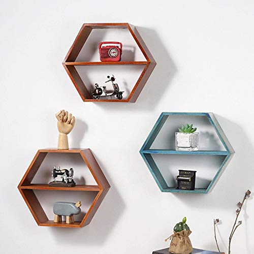 NC Living Room Wall Solid Wood Shelf Hexagonal Wall Hanging Partition Creative Geometric Lattice Background Wall Decorative Frame