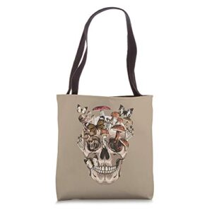 mushroom clothing mushroom collector skull graphic gift tote bag