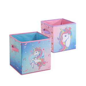 idea nuova nickelodeon jojo siwa glow in the dark collapsible storage cubes, set of 2, 10″x10″