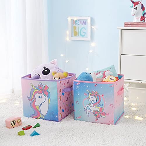 Idea Nuova Nickelodeon JoJo Siwa Glow in The Dark Collapsible Storage Cubes, Set of 2, 10"x10"