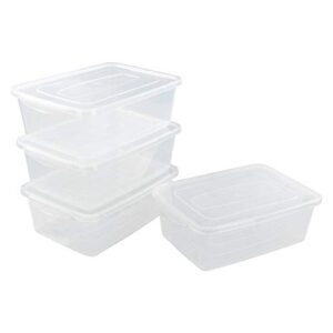 Easymanie 4-pack Plastic Containers with Lids, 14 Quart Clear Storage Box