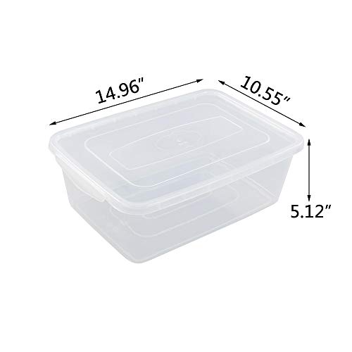 Easymanie 4-pack Plastic Containers with Lids, 14 Quart Clear Storage Box