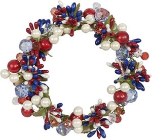 5 inch patriotic red, white and blue candle ring, holds 3.75 inch pillar candle