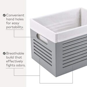 Creative Scents Wooden Crates for Storage - Set Of 3 Sizes Nesting Crates with Removable Fabric Liner, Cutout Handles and Breathable Holes - The Best Sizes Chosen for Home Storage Bins (Grey)