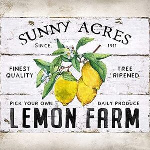 houvssen metal sign lemon farm logo farmhouse lemon wall art poster home decoration sign wall decoration 8×12 inch