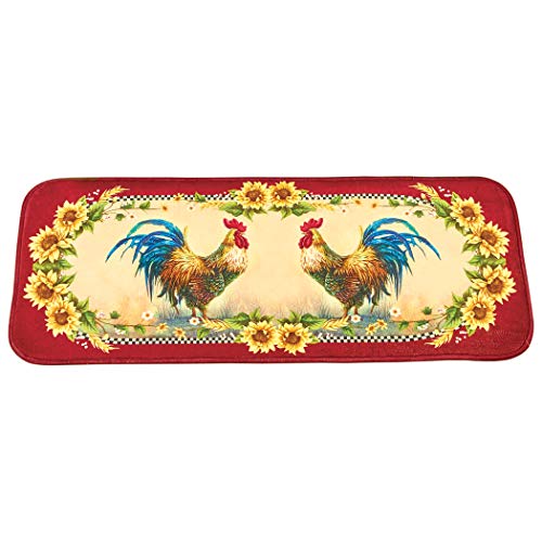 Collections Etc Rooster & Sunflowers Non-Slip Braided Kitchen Runner Rug