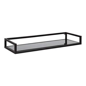 kate and laurel blex modern wall shelf, 24 x 8 x 3, black, chic floating shelf for wall display and storage