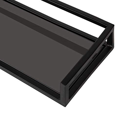 Kate and Laurel Blex Modern Wall Shelf, 24 x 8 x 3, Black, Chic Floating Shelf for Wall Display and Storage