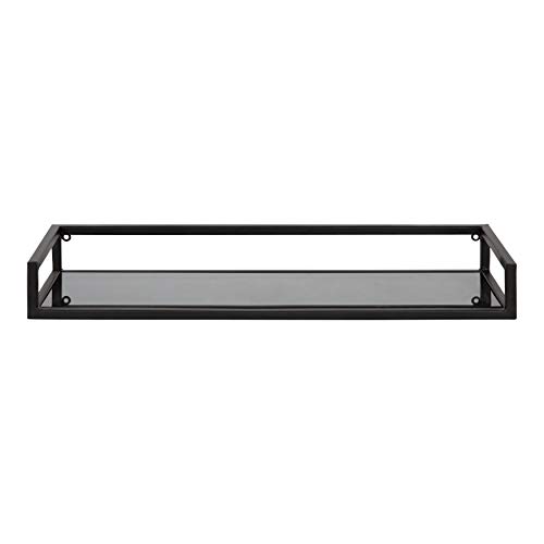 Kate and Laurel Blex Modern Wall Shelf, 24 x 8 x 3, Black, Chic Floating Shelf for Wall Display and Storage