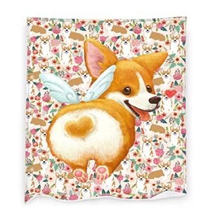 JASMODER Cute Corgi Angle Throw Blanket Warm Ultra-Soft Micro Fleece Blanket for Bed Couch Living Room