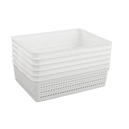 Gloreen Plastic Storage Basket, A4 File Document Letter Tray Organizer Baskets, 6 Packs