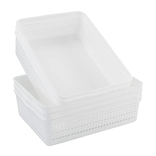 Gloreen Plastic Storage Basket, A4 File Document Letter Tray Organizer Baskets, 6 Packs