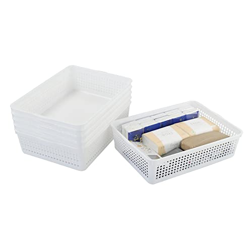 Gloreen Plastic Storage Basket, A4 File Document Letter Tray Organizer Baskets, 6 Packs