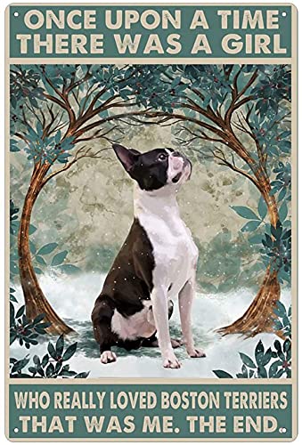 French Fighting Dog Metal Tin Sign,Who Really Loved Boston Terriers Retro Poster Garage Kitchen Wall Plaque Home Decor Cafe Bar Pub Beer Club Poster Painting 8x12 inch