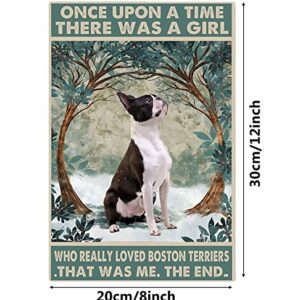 French Fighting Dog Metal Tin Sign,Who Really Loved Boston Terriers Retro Poster Garage Kitchen Wall Plaque Home Decor Cafe Bar Pub Beer Club Poster Painting 8x12 inch