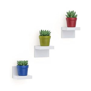 richer house 3-pack small floating shelves for wall, 4 inch plastic display ledges for mini decor, compact style small wall shelf with 2 types of installation