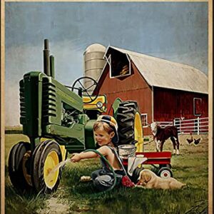 Ranch Boy Tractor Poster Metal Tin Sign, Some Boys Have Tractors When They were Born, Chic Retro Art Garage Pub Man Cave Club Novel and Interesting Bathroom Toilet Decoration 8X12Inch