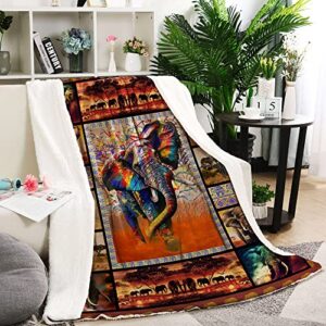 Elephant Blanket Super Soft 3D African Elephant Walking Throw Blankets for Couch Living Room Bed Adult and Teenager All Seasons Warm 51"x 59"