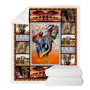 Elephant Blanket Super Soft 3D African Elephant Walking Throw Blankets for Couch Living Room Bed Adult and Teenager All Seasons Warm 51"x 59"