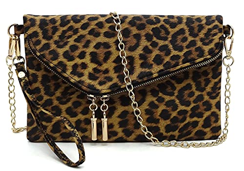 Leopard Envelope Clutch Crossbody Bag Animal Printed Bag Womens Purse