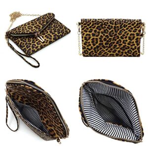 Leopard Envelope Clutch Crossbody Bag Animal Printed Bag Womens Purse