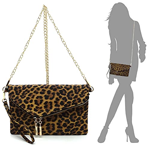 Leopard Envelope Clutch Crossbody Bag Animal Printed Bag Womens Purse