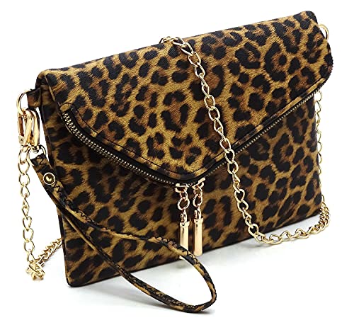 Leopard Envelope Clutch Crossbody Bag Animal Printed Bag Womens Purse