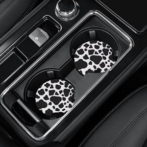 4 pack car coasters, 2.75inch cow print car cup holder coasters for car, neoprene cup pad mat car coasters for cup holders for women