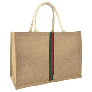 hibala woven large beach bag straw bag beach tote handmade weaving shoulder bag tassel bag handbag (green stripe) …