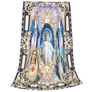 Ultra Soft Virgin Mary Blanket Lightweight Microfiber Plush Our Lady of Guadalupe Flannel Blanket All Seasons Warm Cozy Fuzzy Throw for Sofa Couch Bedding Living Room (51''x 59'')