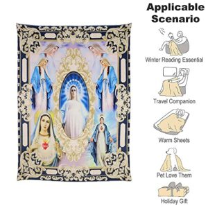 Ultra Soft Virgin Mary Blanket Lightweight Microfiber Plush Our Lady of Guadalupe Flannel Blanket All Seasons Warm Cozy Fuzzy Throw for Sofa Couch Bedding Living Room (51''x 59'')