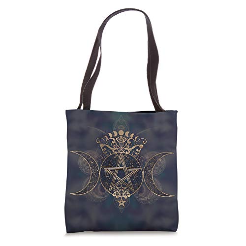 Triple Moon Ornament with Pentagram Tote Bag