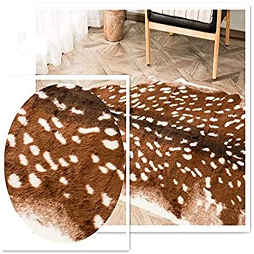 Huichenxing2021FURSTORE Faux Fur Deer Hide Rug, Animal Deer Skin Cowhide Area Rug Animals Mat Non-Slip Deer Rug for Home Living Room Bedroom 35.4x41.3inch