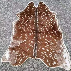 Huichenxing2021FURSTORE Faux Fur Deer Hide Rug, Animal Deer Skin Cowhide Area Rug Animals Mat Non-Slip Deer Rug for Home Living Room Bedroom 35.4x41.3inch