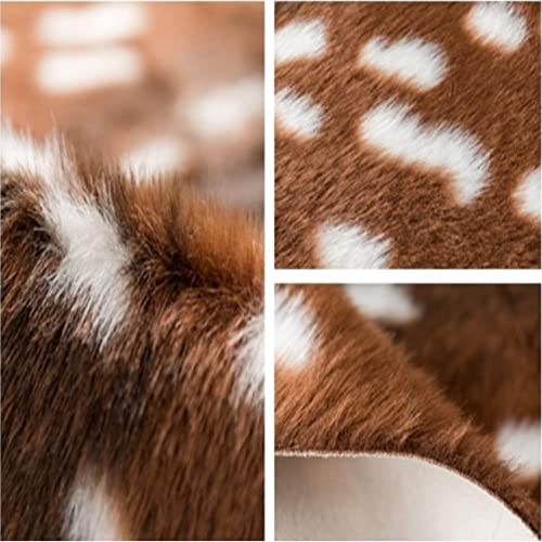 Huichenxing2021FURSTORE Faux Fur Deer Hide Rug, Animal Deer Skin Cowhide Area Rug Animals Mat Non-Slip Deer Rug for Home Living Room Bedroom 35.4x41.3inch