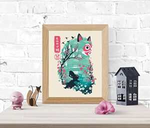 japanese anime princess art print – ukiyo-e wall art 8 x 10 unframed japanese anime artwork kodama forest spirit print hayao miyazaki wall hanging cool movie inspired home decor