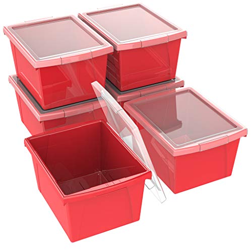 4 gal Classroom Storage Bin with Lid44; Red - Pack of 6