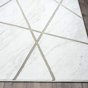 Abani Luna LUN150A Contemporary Marble Gold Lines Area Rug 5'3"x7'6"