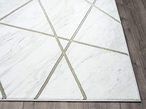 Abani Luna LUN150A Contemporary Marble Gold Lines Area Rug 5'3"x7'6"