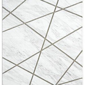 Abani Luna LUN150A Contemporary Marble Gold Lines Area Rug 5'3"x7'6"